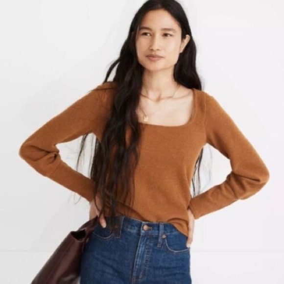 Madewell | Sweaters | Madewell Ottoman Ribbed Square Neck Sweater Small ...
